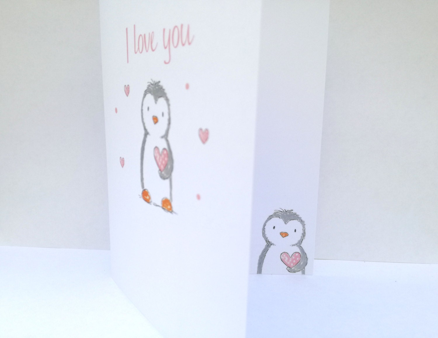 Penguin valentine card cute penguin picture I love you | Etsy