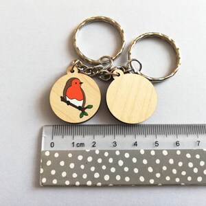 Little Robin Keyring, Small Wooden Key Chain, Memory Robin, Happy ...