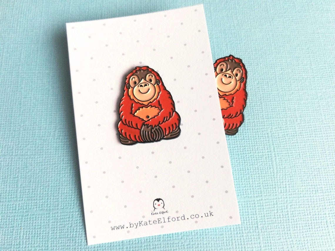 Orangutan Enamel Pin - Mini Cute Ape Badge - Etsy UK