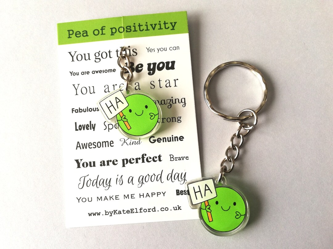 Ha Pea, Pea of Positivity Mini Keyring, Tiny Cute Happy Pea Charm ...