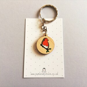 Little Robin Keyring, Small Wooden Key Chain, Memory Robin, Happy ...