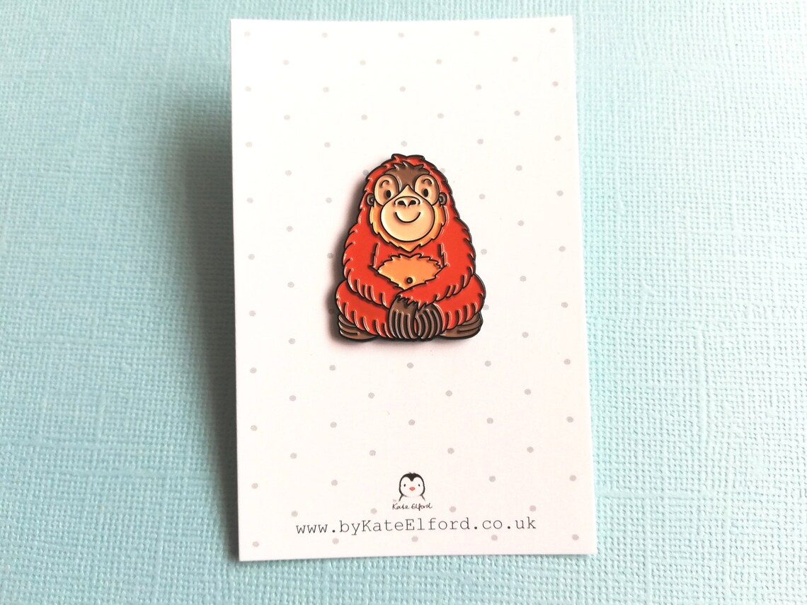 Orangutan Enamel Pin - Mini Cute Ape Badge - Etsy UK