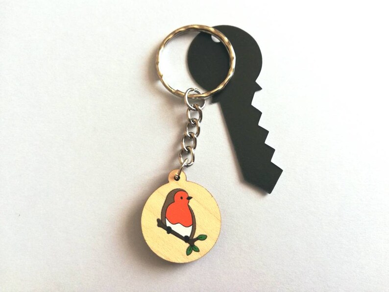 Little Robin Keyring Small Wooden Key Chain Memory Robin - Etsy UK