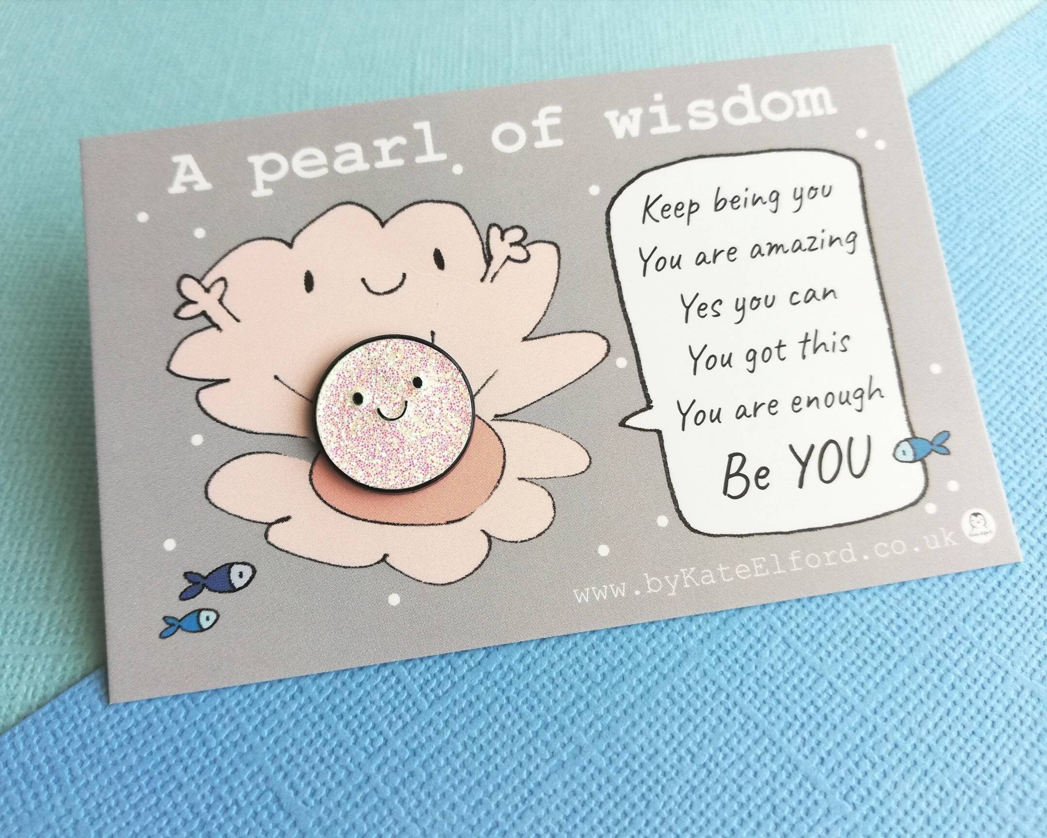 A pearl of wisdom enamel pin cute glitter happy pearl | Etsy