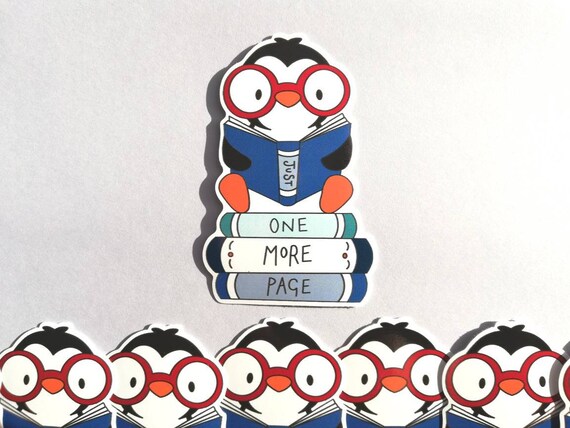 Penguin Vinyl Sticker Book Penguin Sticker Just One More | Etsy