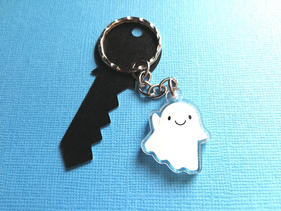 A Little Ghost Keyring, Cute Happy Ghost Charm, Recycled Acrylic - Etsy