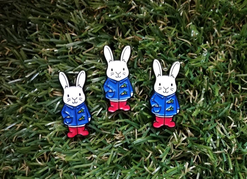 Rabbit Enamel Pins. White Rabbit Badge. Black Soft Enamel | Etsy