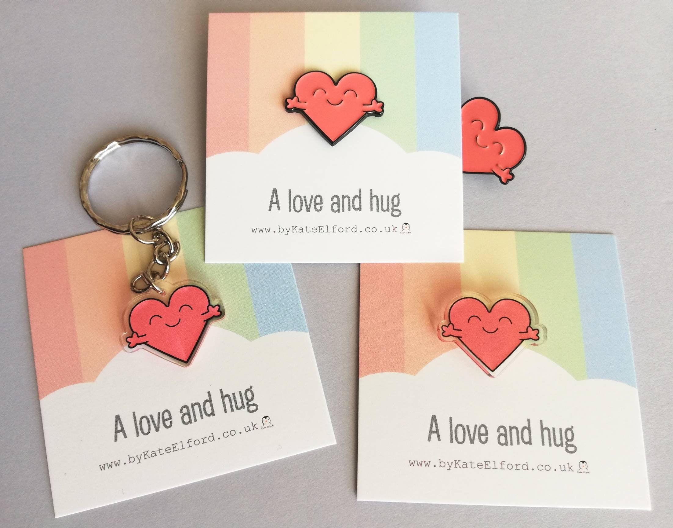 A Love and Hug Mini Magnet, Cute Positive Heart, Tiny Fridge Magnet ...