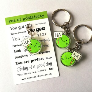 Ha Pea, Pea of Positivity Mini Keyring, Tiny Cute Happy Pea Charm ...