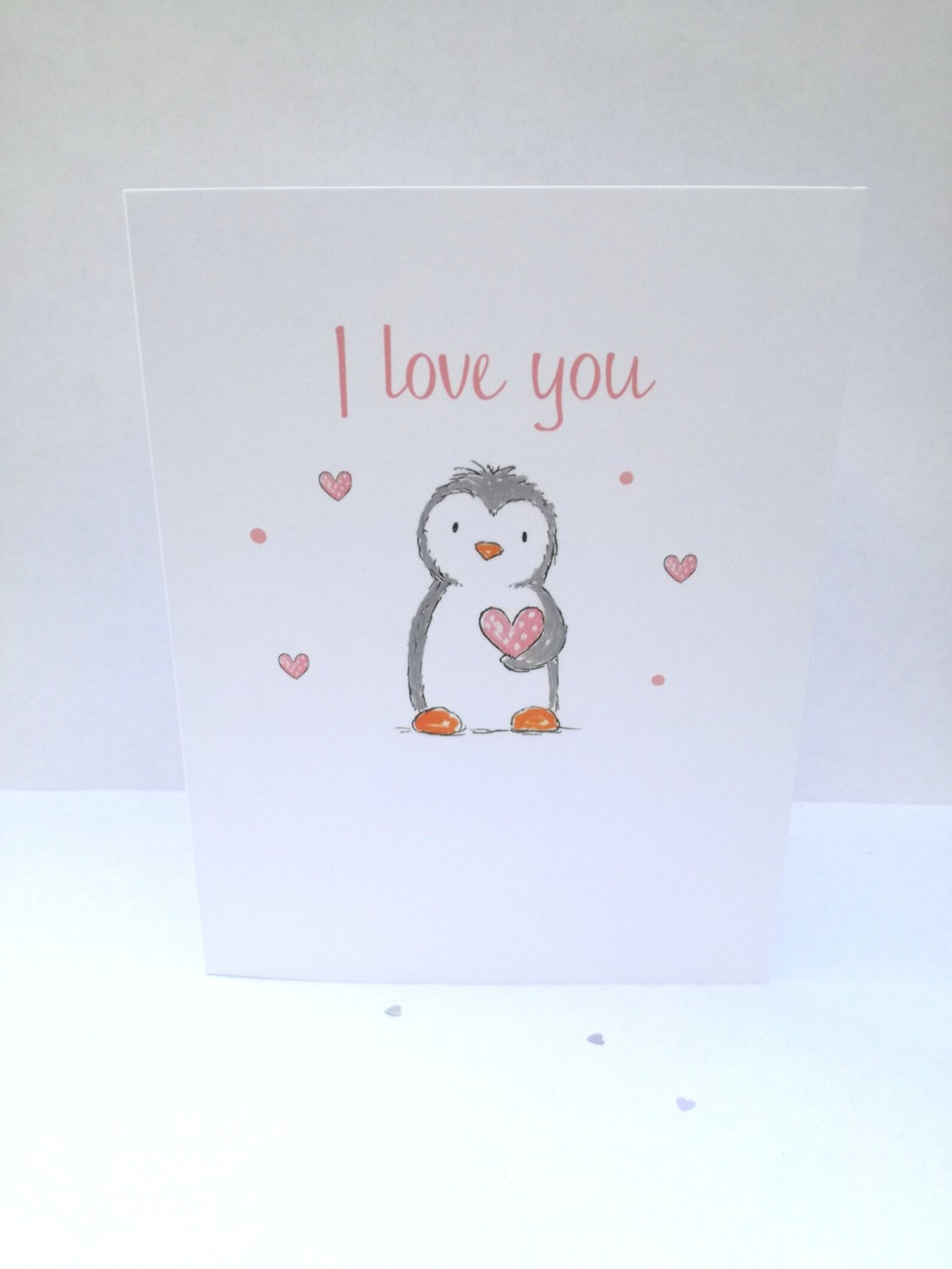 Penguin valentine card cute penguin picture I love you | Etsy