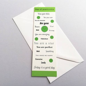 Pea of Positivity Bookmark, Happy Page Marker, Positive Bookmark Gift ...