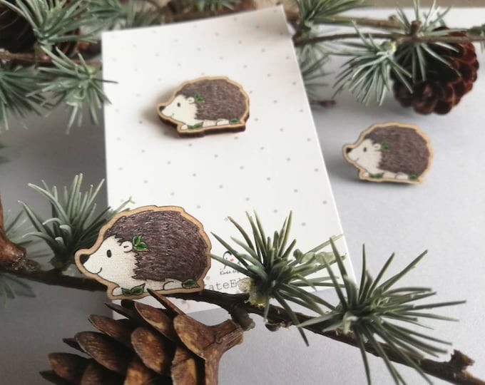 Hedgehog Wooden Pin, Hedgehog Badge, Woodland Brooch, Eco Friendly Wood ...