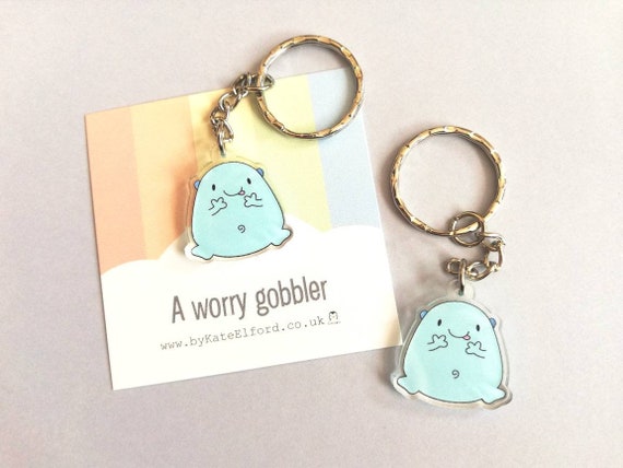 A Worry Gobbler Keyring Cute Positive Key Fob Friendship | Etsy UK