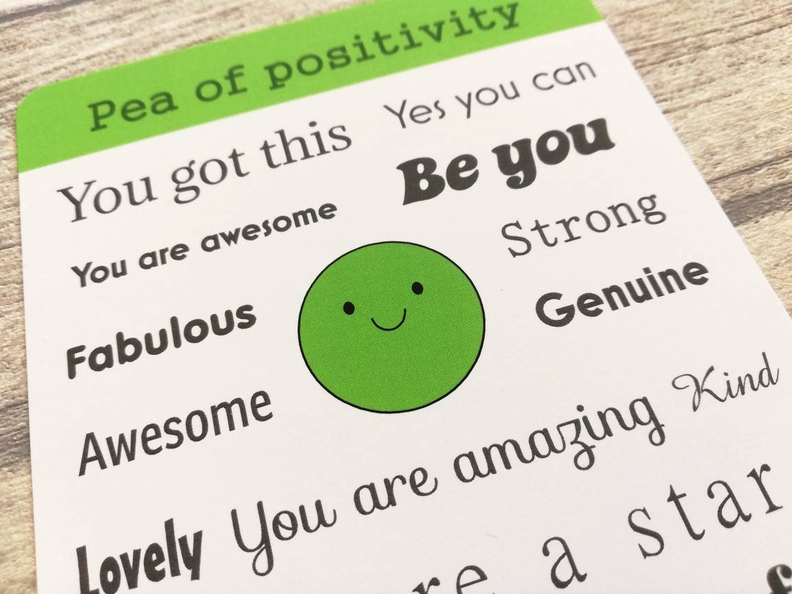 Pea of positivity postcard. A happy caring positive message | Etsy