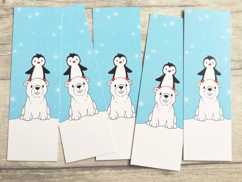 Penguin and Polar Bear Bookmark Penguin Page Marker Polar - Etsy UK