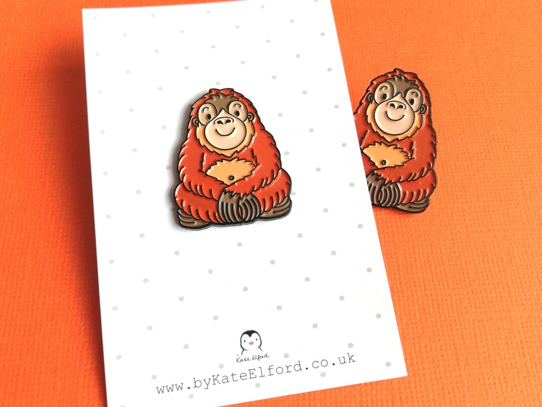 Orangutan Enamel Pin, Mini Cute Ape Badge - Etsy