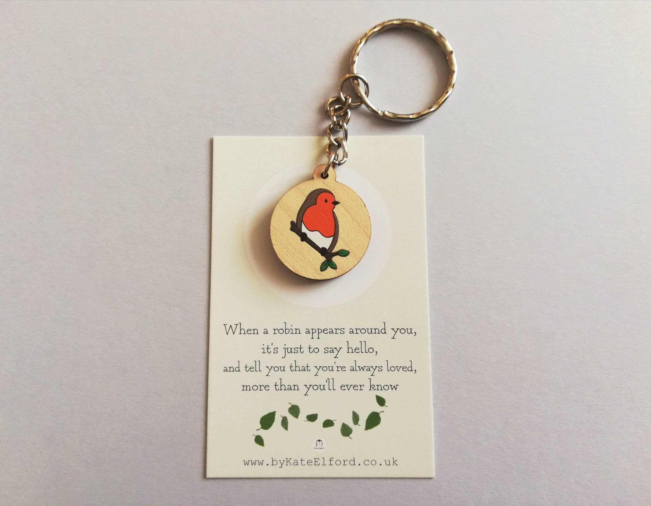 Little Robin Keyring Small Wooden Key Chain Memory Robin - Etsy UK