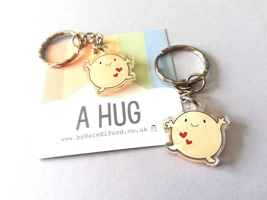 A Hug Keyring, Cute Positive Mini Key Fob, Friendship, Postable Hug, Supportive, Recycled ...