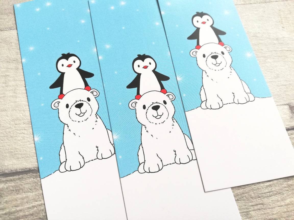 Penguin and Polar Bear Bookmark Penguin Page Marker Polar - Etsy UK