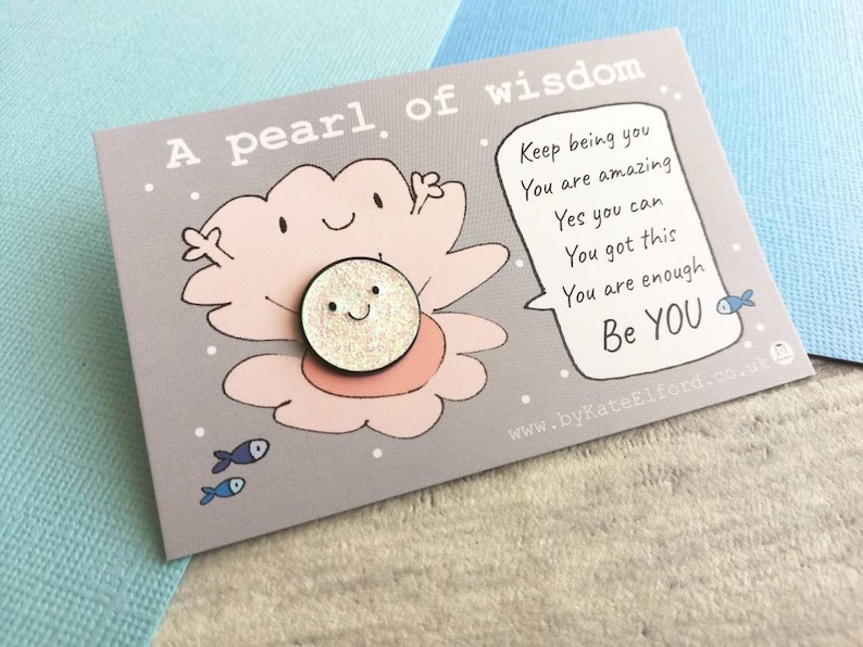 A Pearl of Wisdom Enamel Pin Cute Glitter Happy Pearl | Etsy