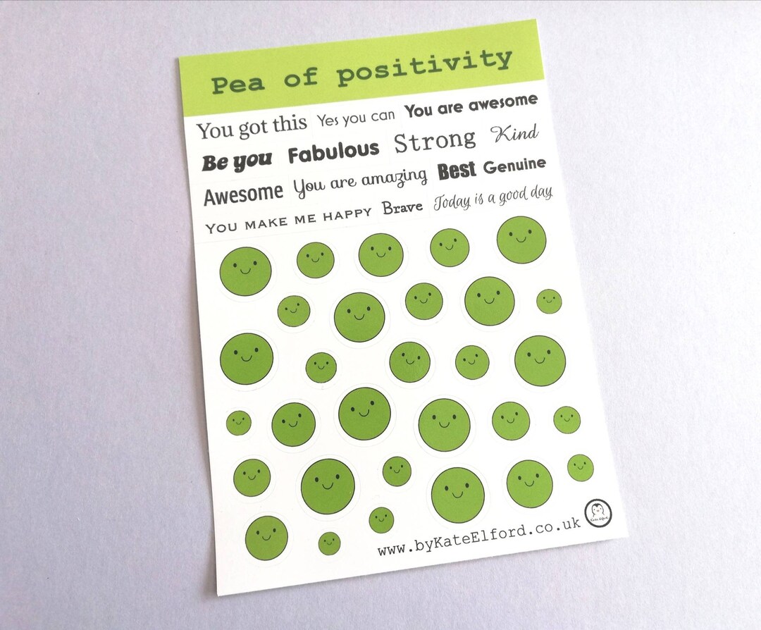 Pea of Positivity Vinyl Sticker Sheet – Happy Planner Stickers - Etsy