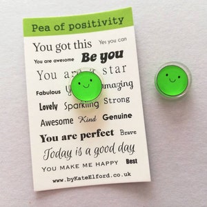 Pea of Positivity Magnet, Tiny Recycled Acrylic, Mini Cute Happy Pea ...