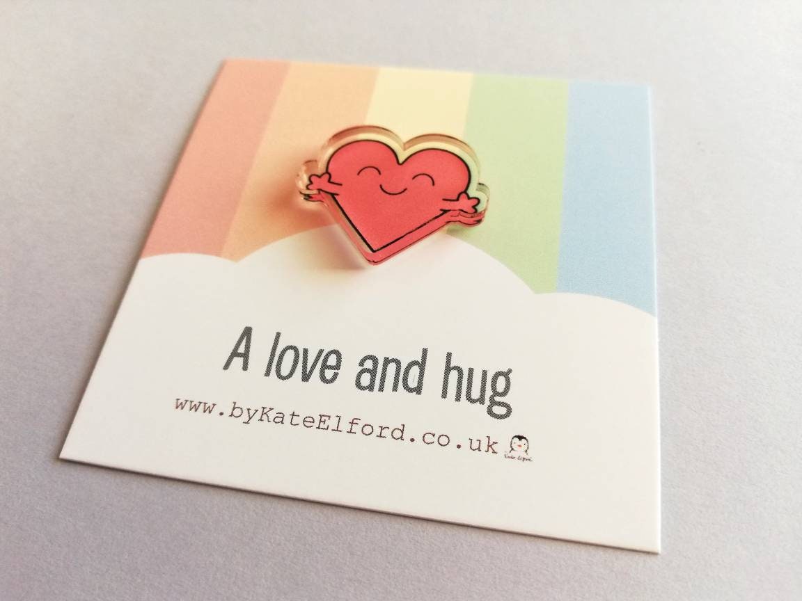 A Love and Hug Mini Magnet, Cute Positive Heart, Tiny Fridge Magnet ...