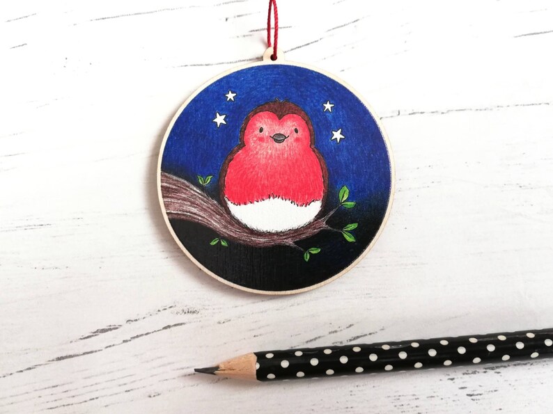 Robin Decoration. Little Wooden Robin Christmas Ornament - Etsy UK