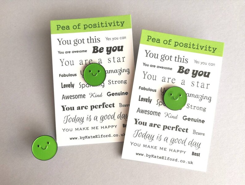 Pea of Positivity Enamel Pin - Cute Green Pea, Positive Enamel Brooch ...