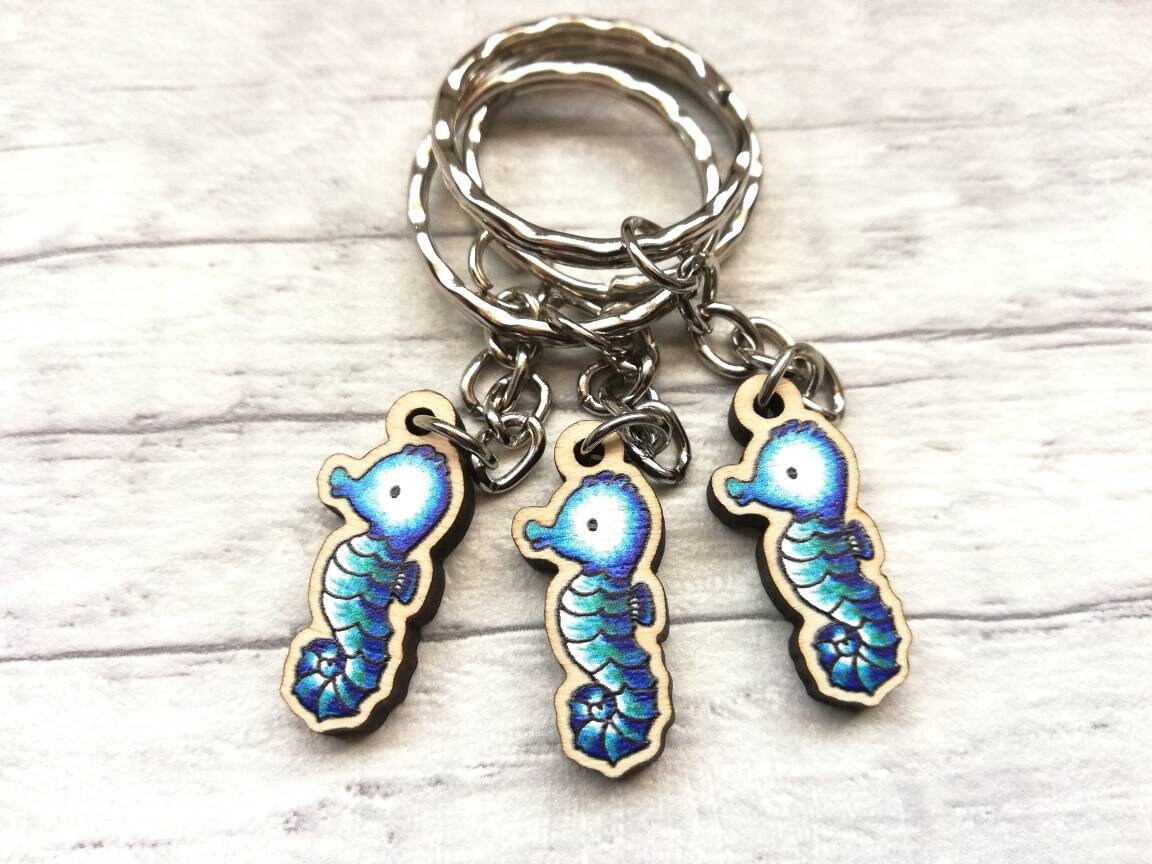 Tiny Seahorse Keyring Mini Seahorse Wooden Key Fob Ethically | Etsy UK