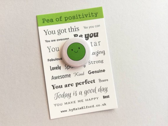 Pea of Positivity Mini Button Badge Small Happy Positive - Etsy UK