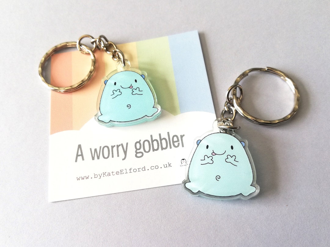 A Worry Gobbler Keyring, Cute Positive Mini Key Fob, Friendship, Hug ...