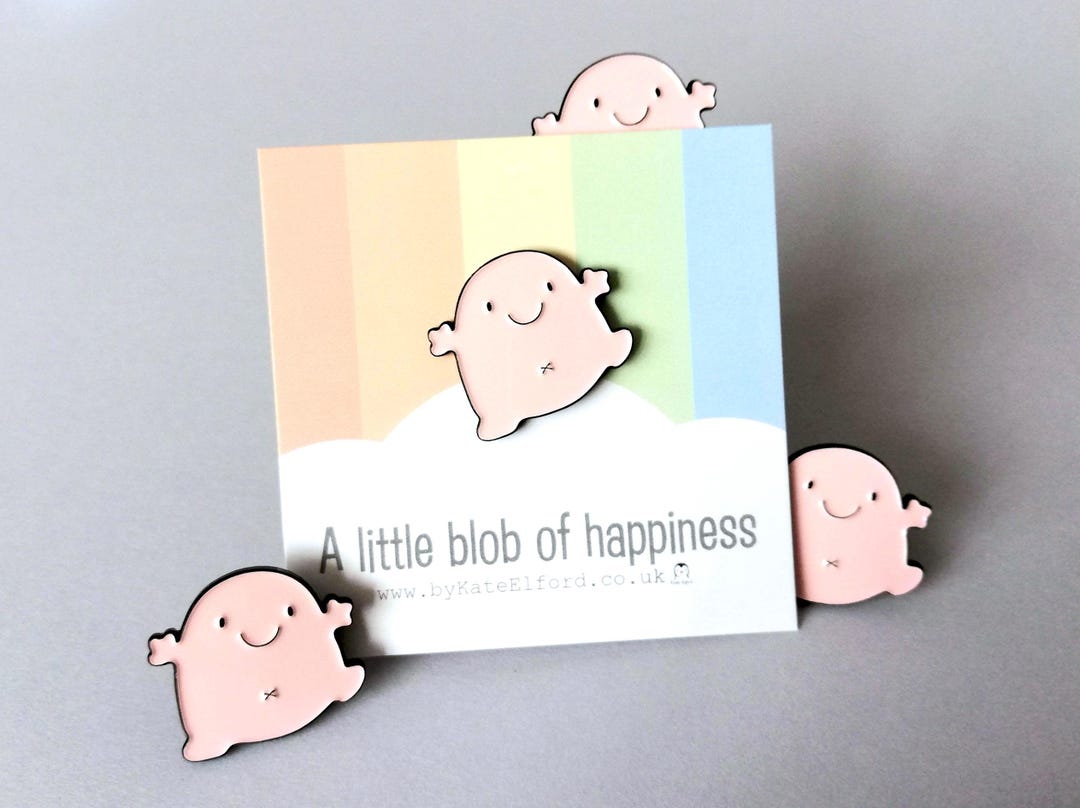 A Little Blob of Happiness Enamel Pin, Cute Pink Blob, Positive Enamel ...
