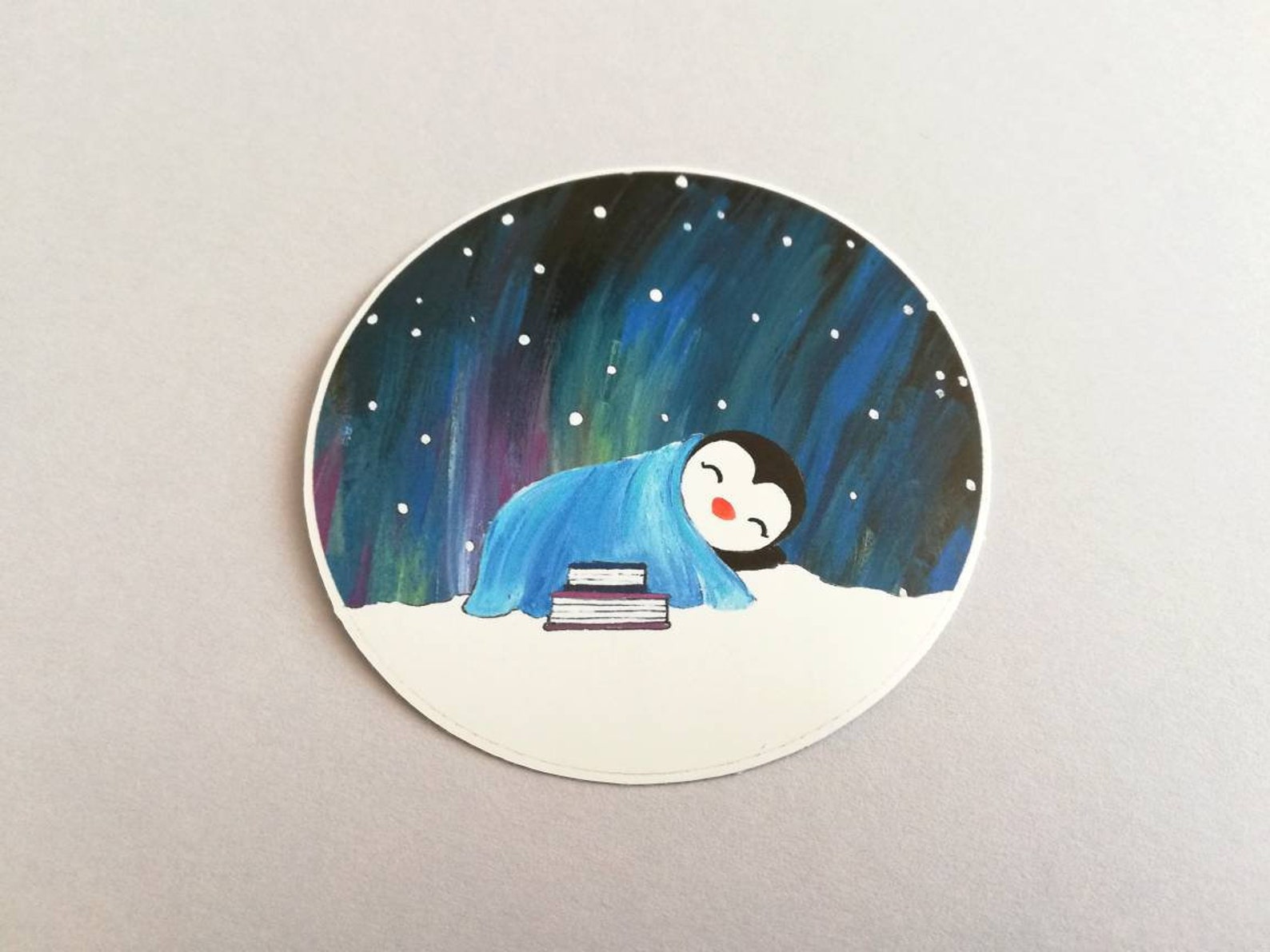 Penguin Asleep Under the Stars Sticker Northern Lights - Etsy UK