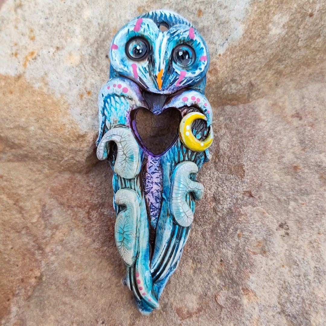 Polymer Clay Owl Talisman Pendant - Etsy