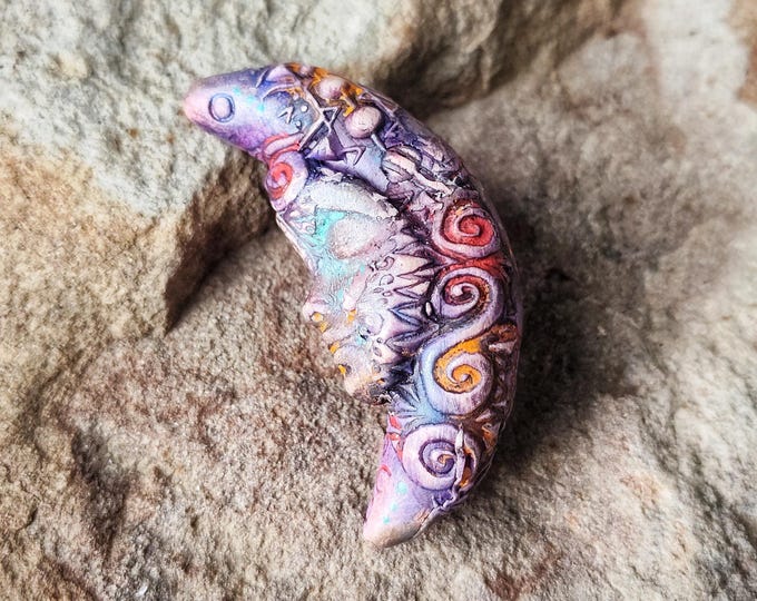Clay Patchwork Moon Bead - Etsy
