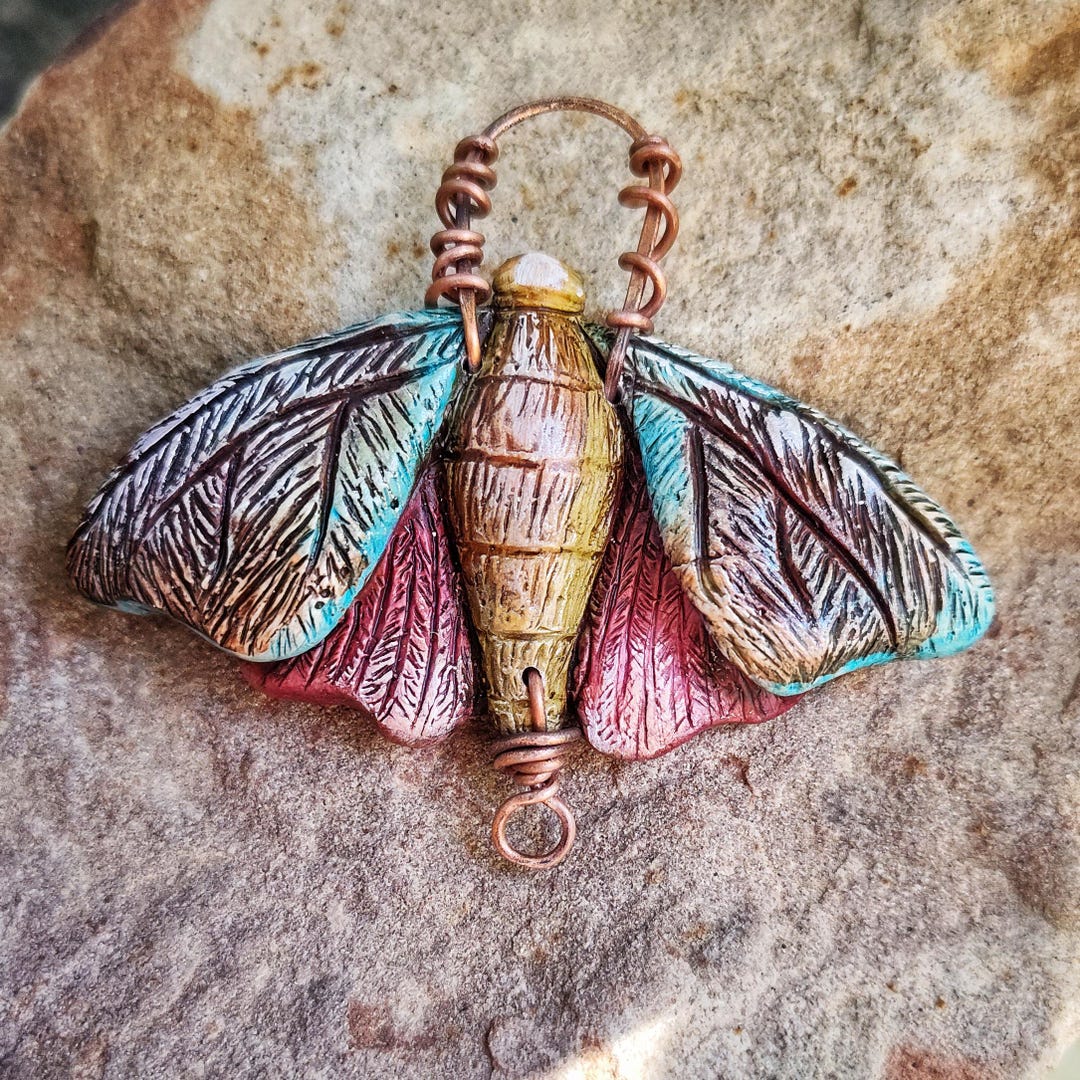 Clay Moth Pendant - Etsy