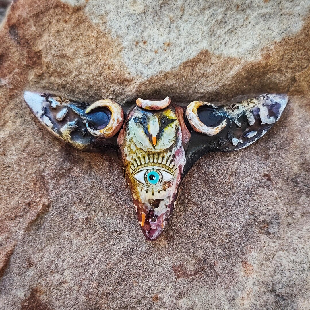 Owl Moth Clay Bead - Etsy