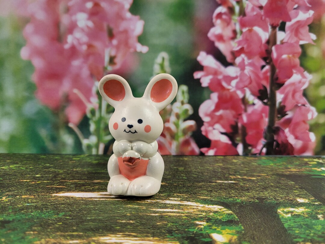 Bunny Drawer Pull White With Pink Belly - Etsy