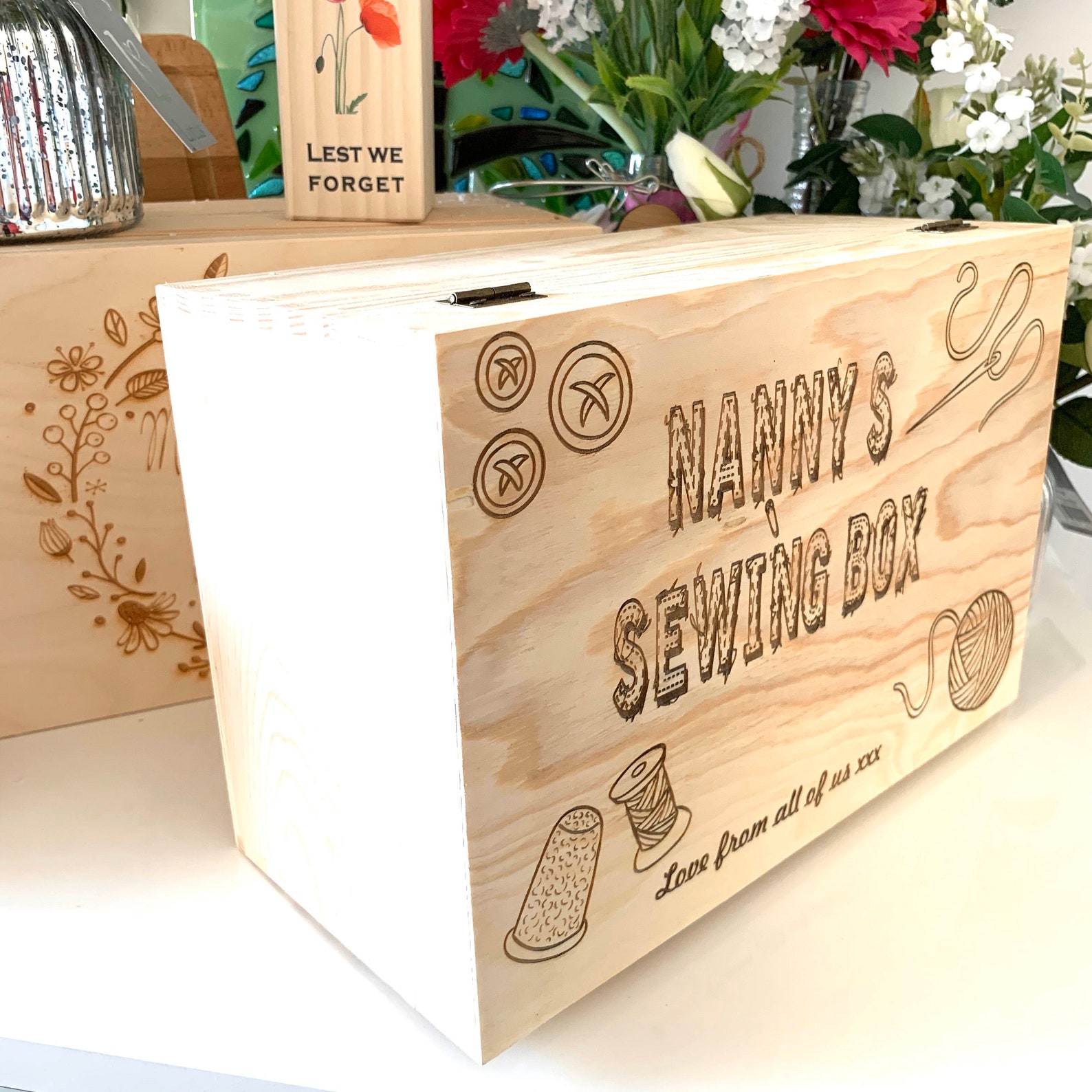 Sewing Box Personalised Engraved Wooden Sewing/knitting Box - Etsy UK