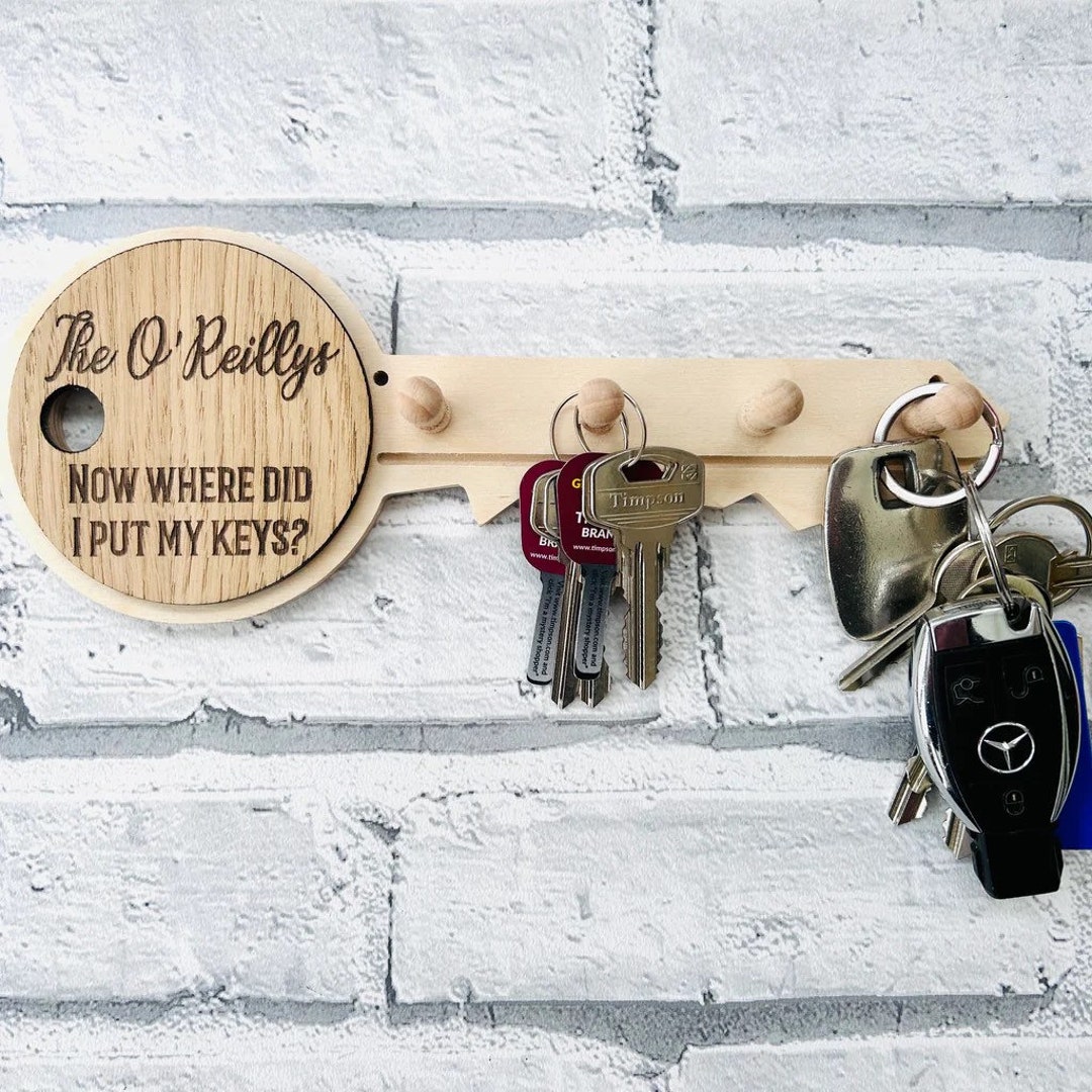 Key Holder, Personalised Key Holder, Wooden Key Plaque, Laser Engraved ...