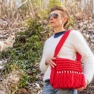 Amazing Red Macrame Beaded Purse With Fringe - Etsy