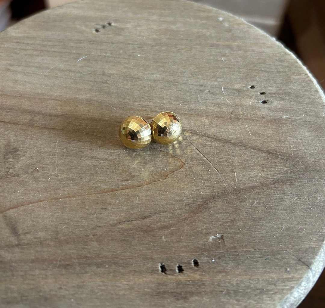 Vintage Disco Ball Pierced Earrings 14 Kt - Etsy