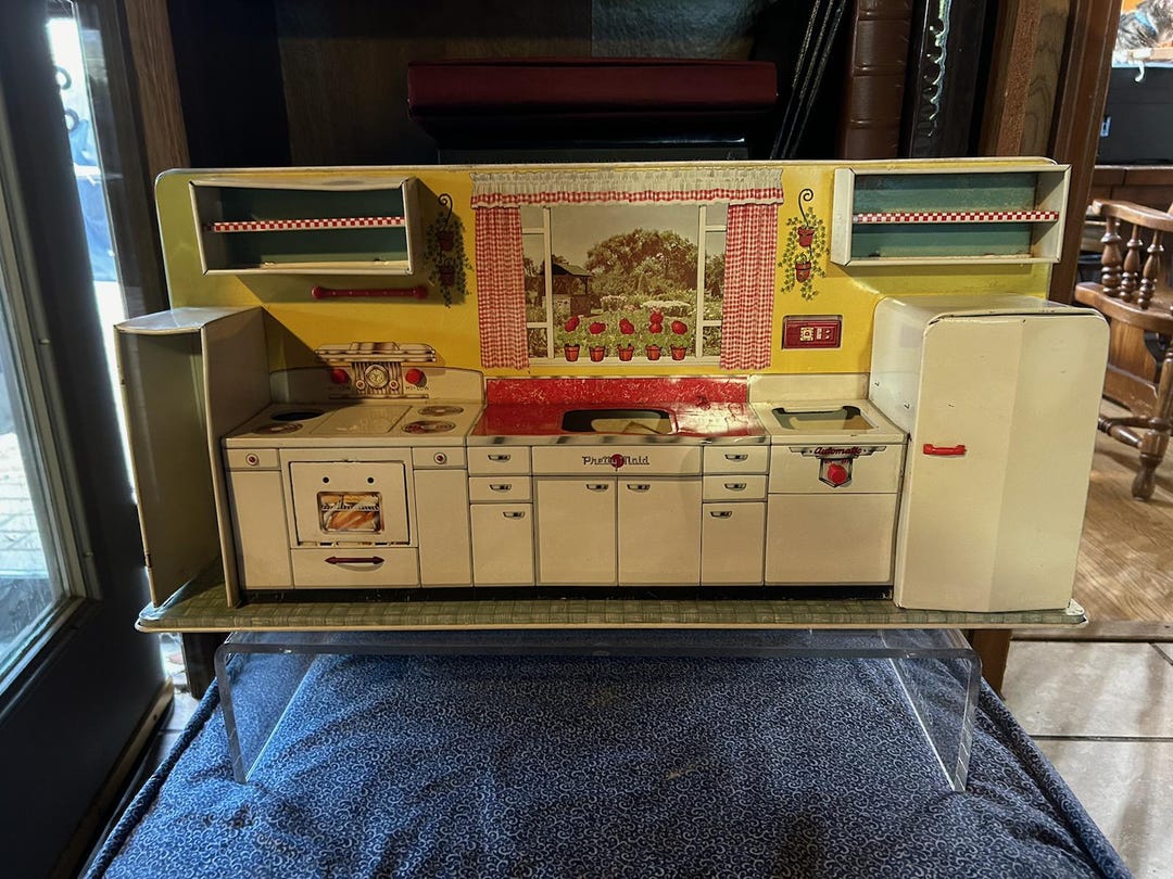 Vintage 1950 Marx Modern Toy Kitchen Set Great Graphics - Etsy