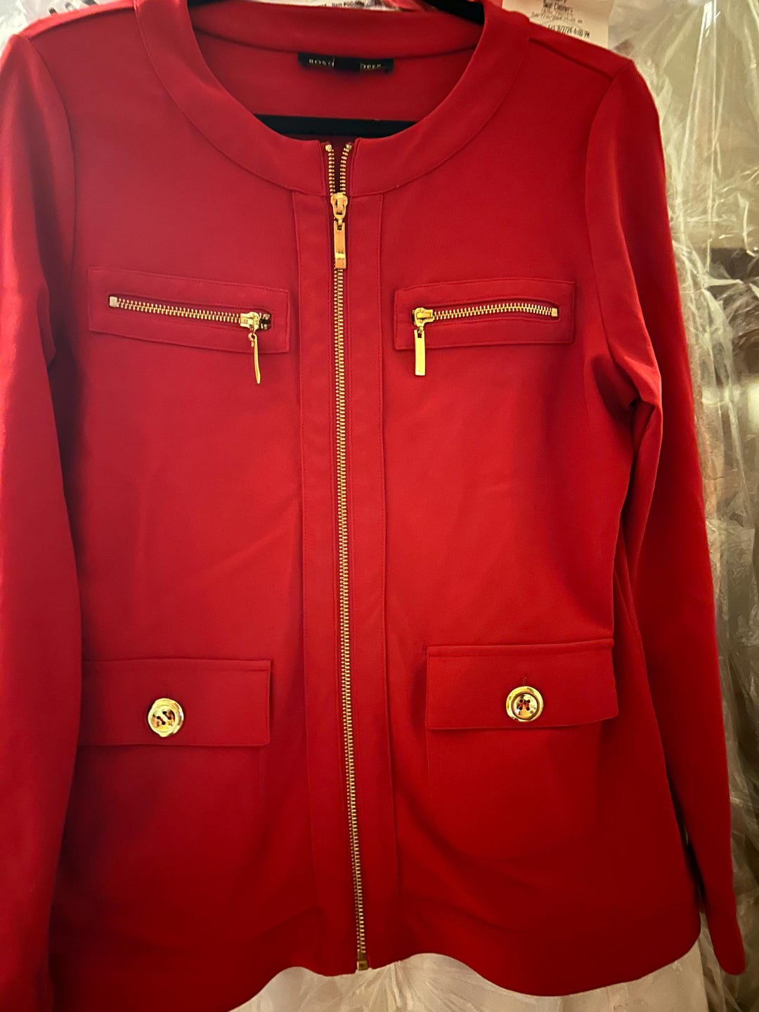 Vintage Boston Proper Red With Gold Zipper Jacket Size M - Etsy
