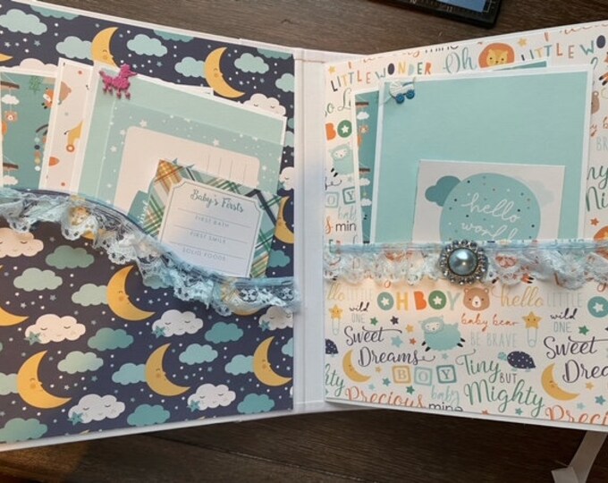 Baby Boy Album With Double Waterfall Baby Scrapbook Album - Etsy