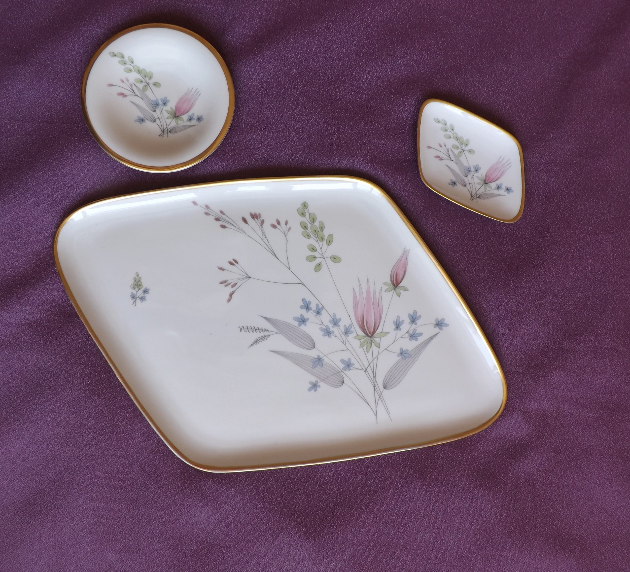 ALKA KUNST BAVARIA Set of 3 Vintage Plates, Wiener Pastell Design, Made ...