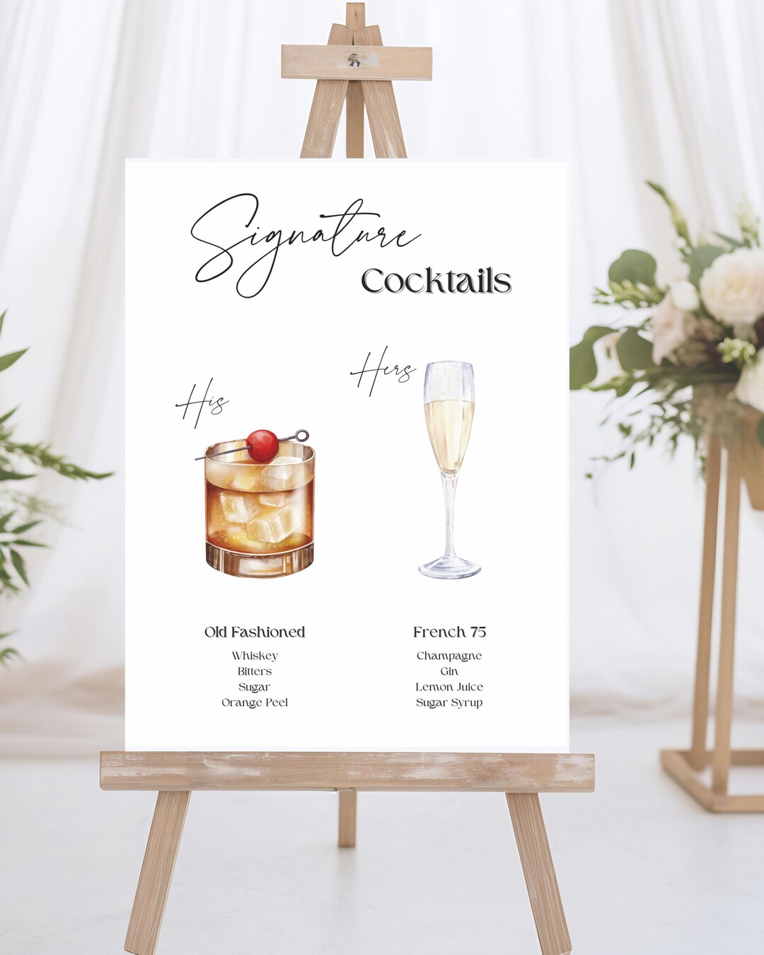 Customisable Classy Signature Cocktails Poster - His and Hers Drinks ...