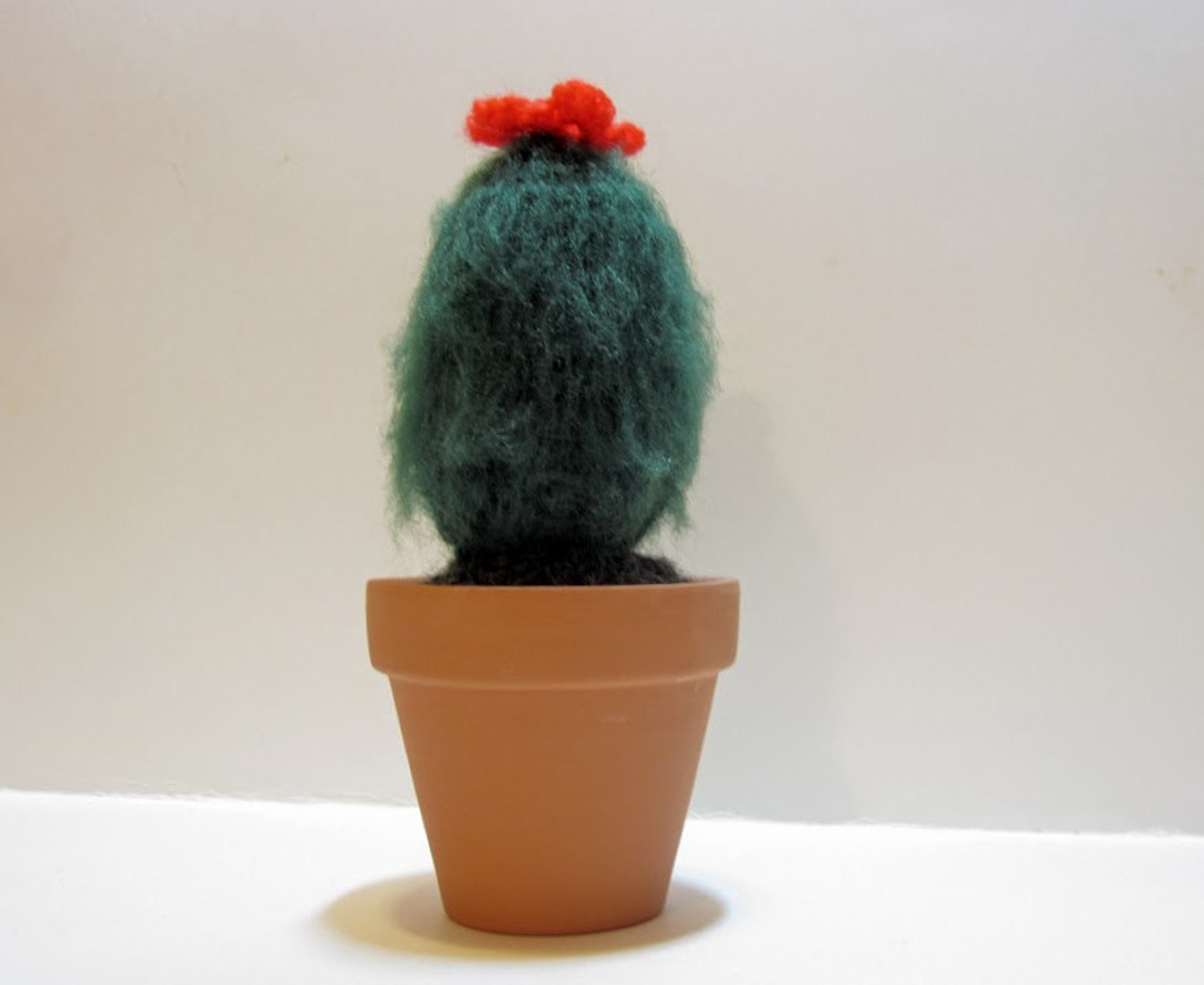 Boho Cactus Fuzzy Crochet Cactus with Red Flower | Etsy