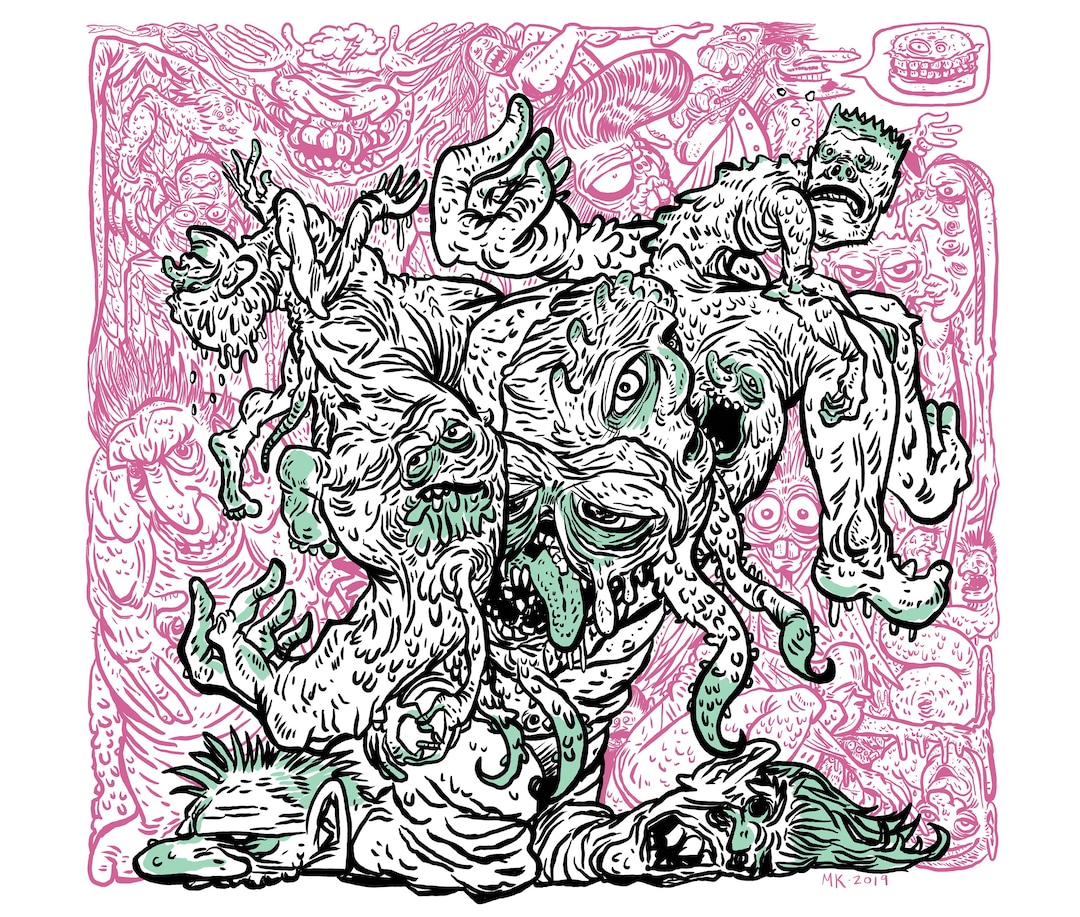 Pile of Monsters 10x10 Print - Etsy
